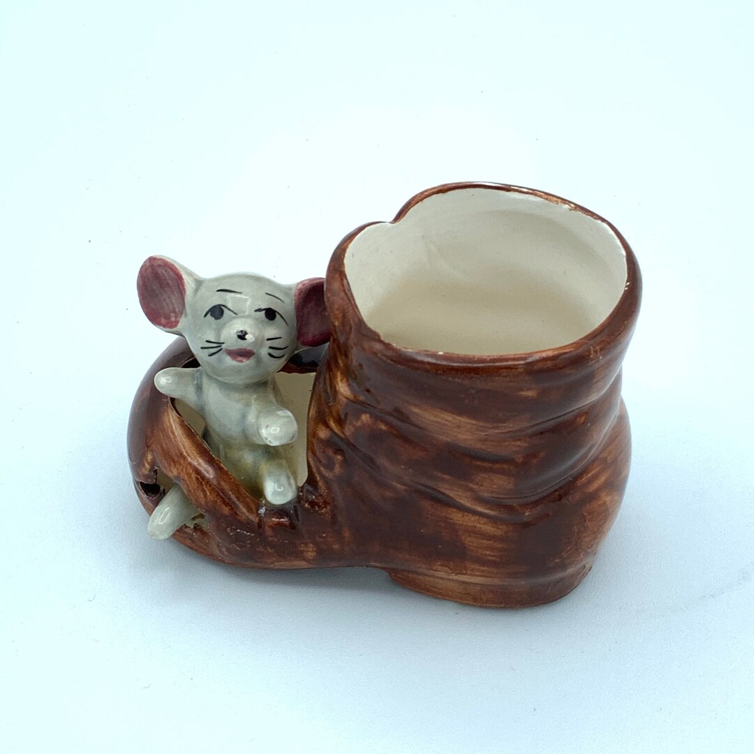 Vintage Gray Mouse in a Boot Ceramic Small Knick Knack - Etsy
