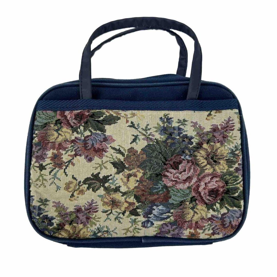Vintage Bible Cover With Handles Blue Floral Print Embroidered Tapestry ...