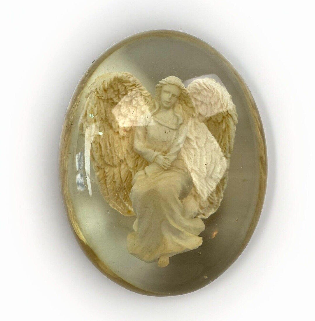 Guardian Angel Clear Oval Worry Stone Peace Comfort Carrying in Pocket ...