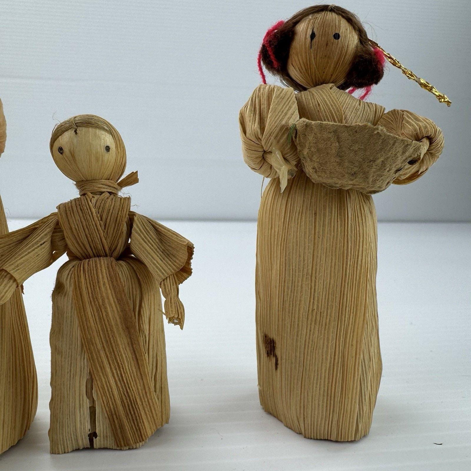 Vintage Corn Husk Dolls Set of 3 Handmade Folk Art Rustic Farmhouse ...