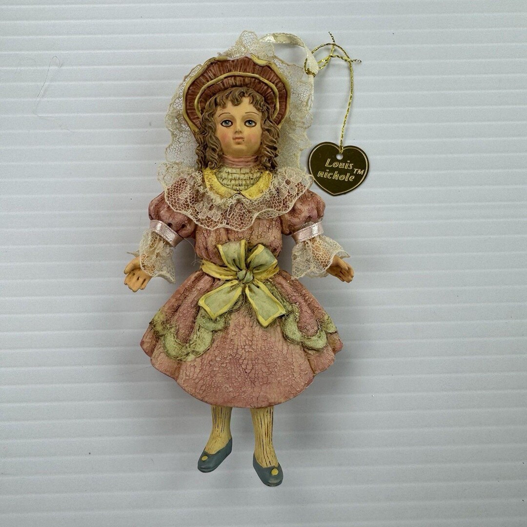 Kurt Adler Louis Nichole 1999 Victorian Doll Ornament Pink Dress Lace ...