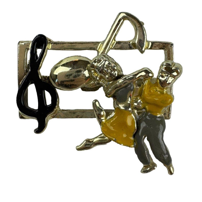 Vintage Musical Brooch Treble Clef Staff With Dancers Music Note - Etsy