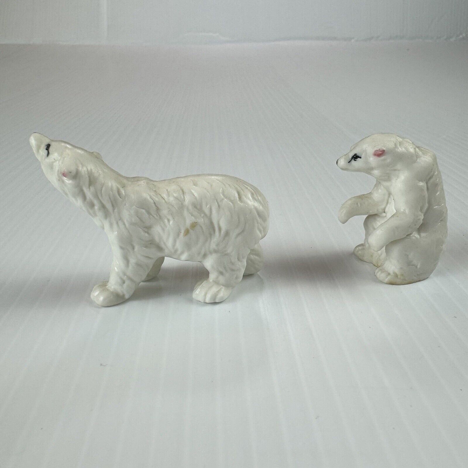 Vintage Polar Bear Figurine Set Standing Sitting White Painted Ceramic ...