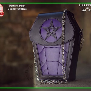 Coffin Shoulder Bag Leather Pattern PDF Halloween Bag Digital Template ...