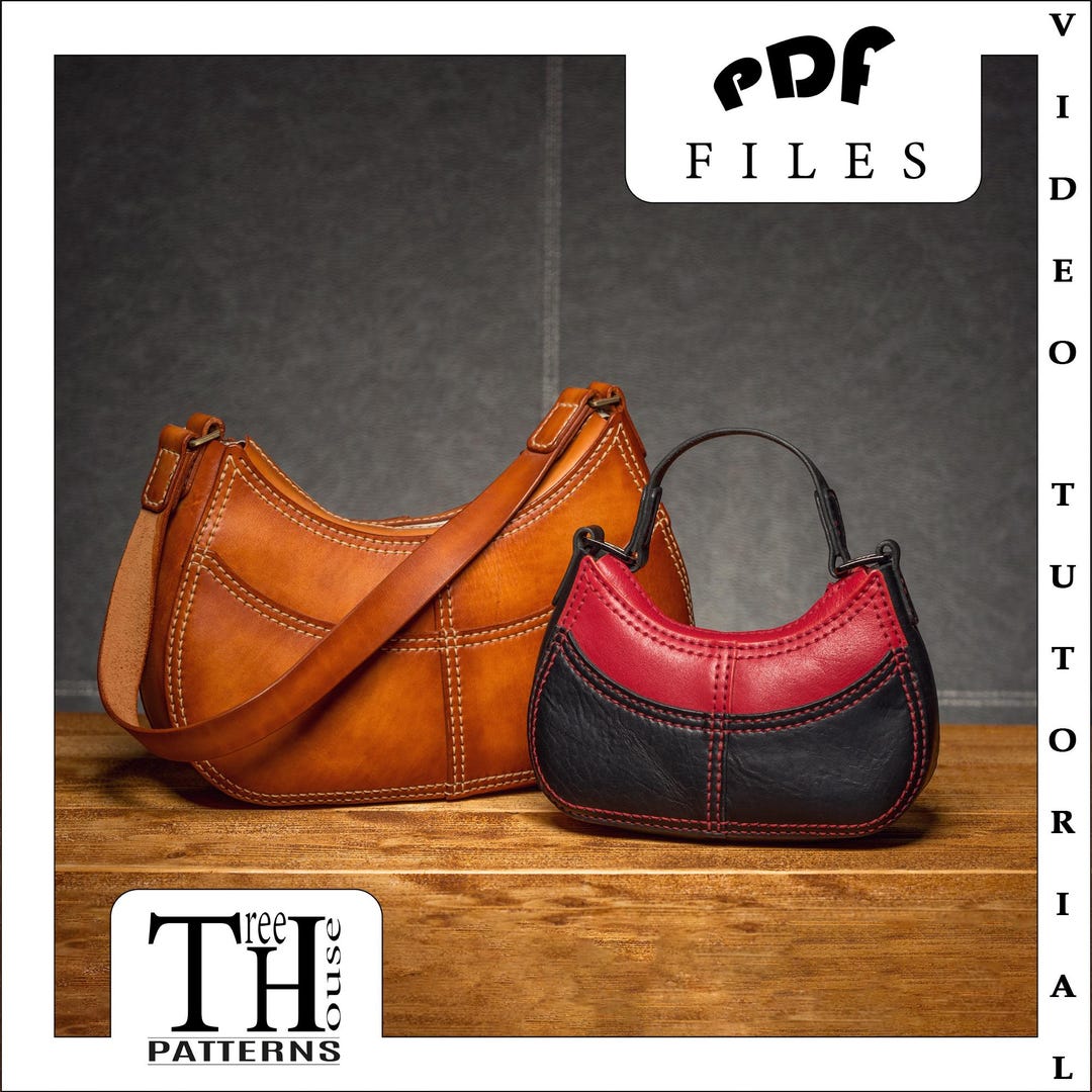 Leather Handbags in Two Sizes Leather Pattern PDF - Shoulder Bag ...