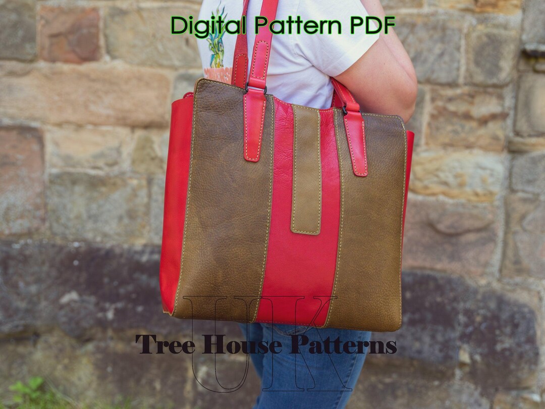 Large Tote Bag Leather Pattern PDF - Shopping Bag Digital Template - Etsy