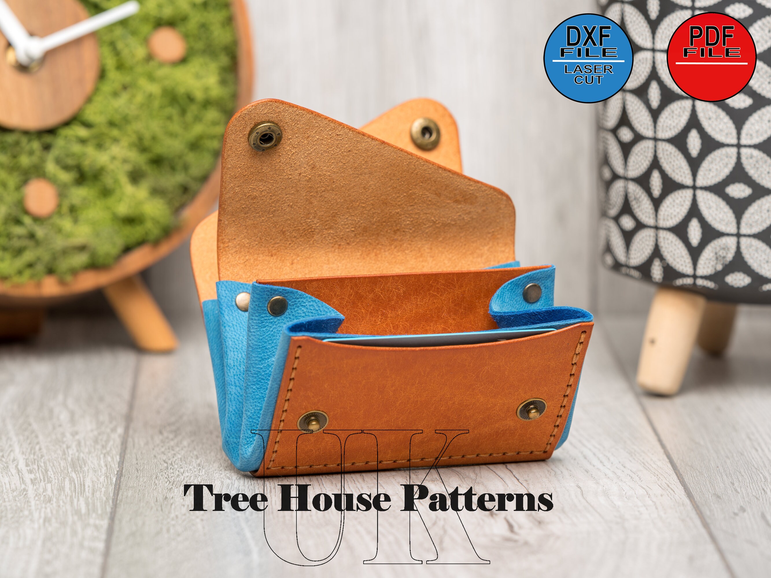 Minimalist Wallet Pattern PDF & DXF, Leather Card Holder Coin Purse ...