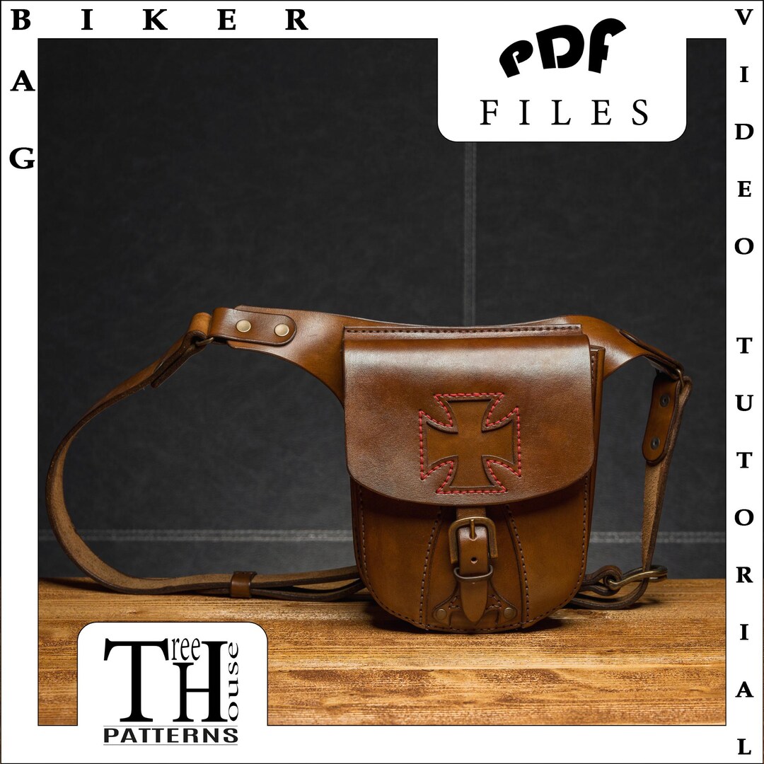 Biker Holster Bag Leather Pattern PDF - Belt Bag Digital Template - Etsy