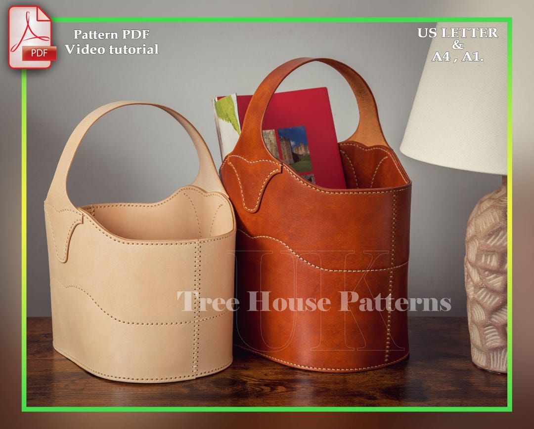 Storage Bucket Leather Pattern PDF - Leather Basket Digital Template - Etsy