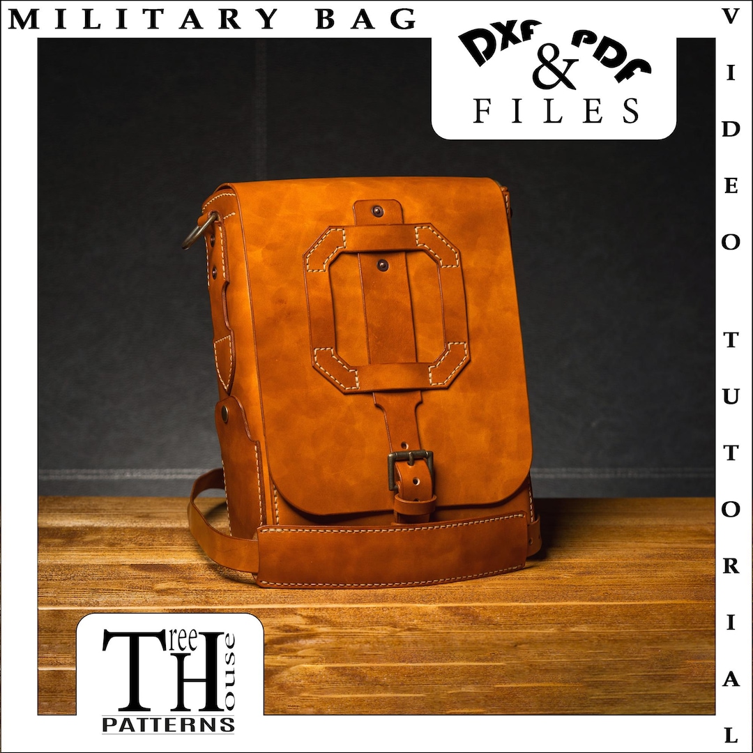 Military Style Men's Shoulder Bag Leather Pattern DXF and PDF ...