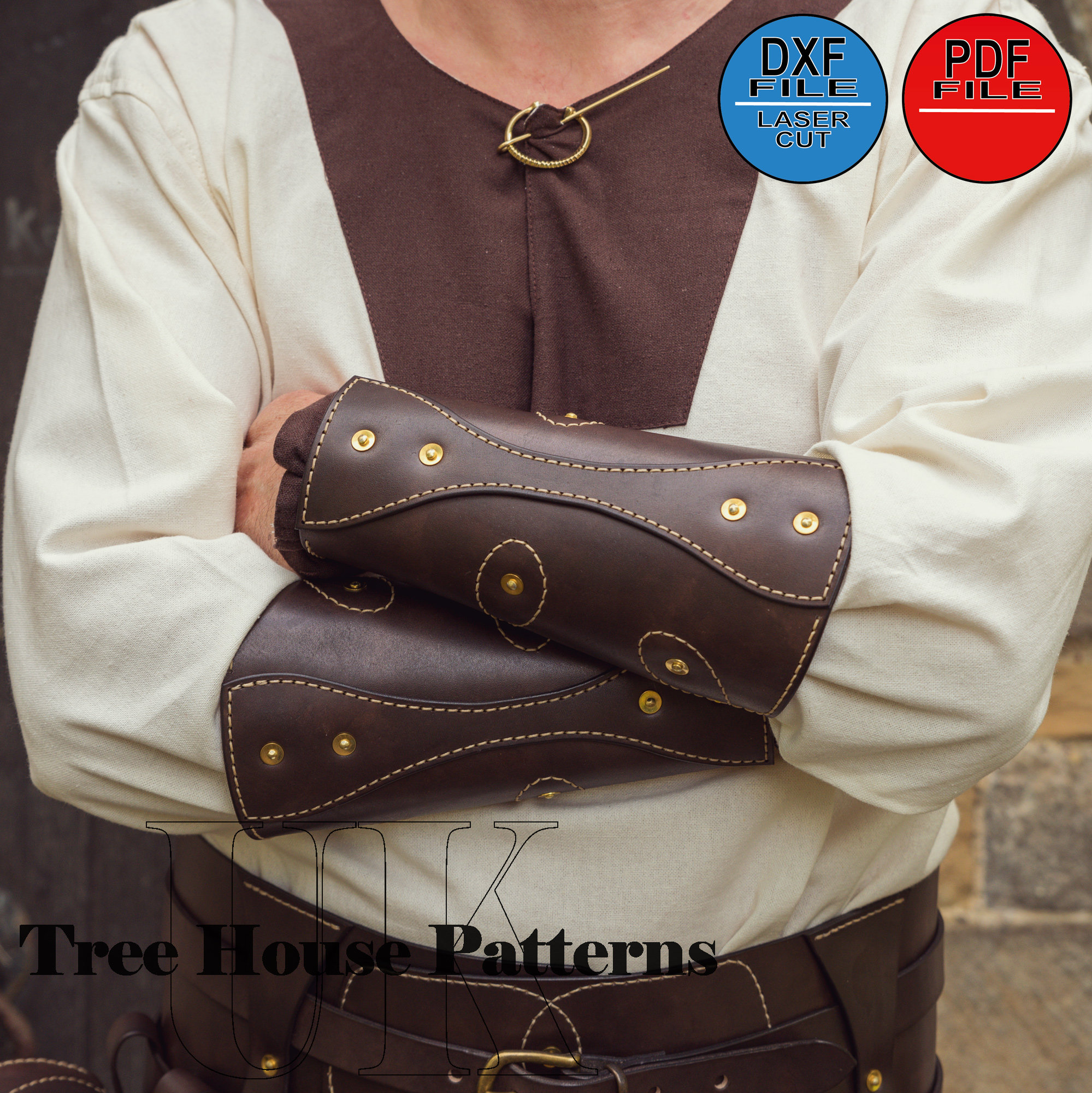 Leather Pattern PDF, DXF for Medieval Arm Guard (ONLY) - Etsy