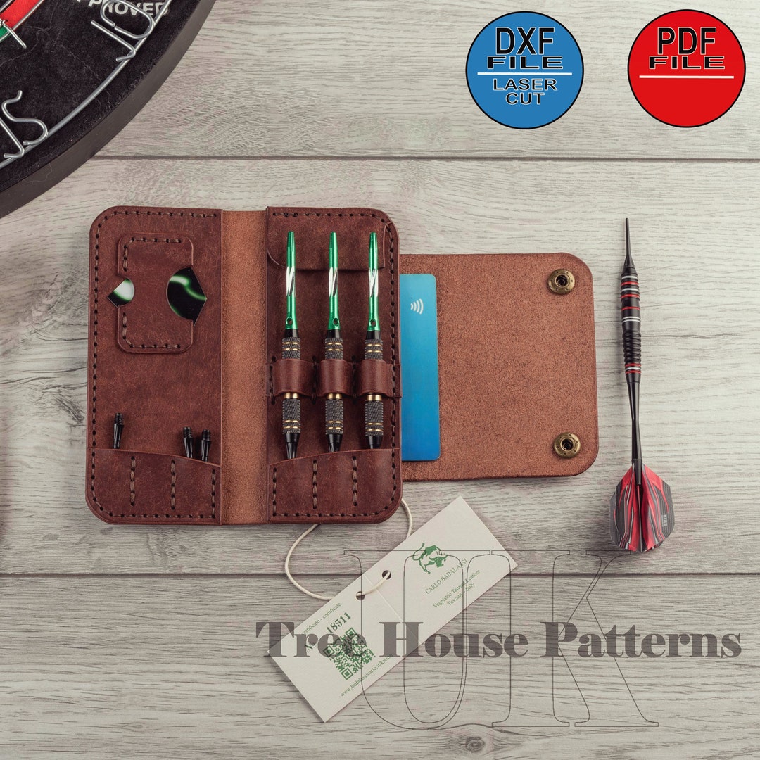 Dart Case Leather Pattern DXF and PDF Dart Pouch Digital Template Laser ...