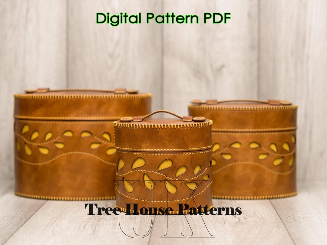 Round Trunk Leather Pattern PDF - Storage Bucket Digital Template - Etsy