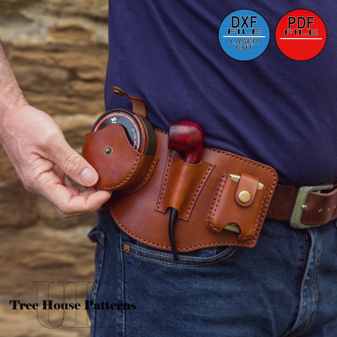 Leather Pattern PDF, DXF for Pipe Belt Organizer, Pipe Holder Pattern ...