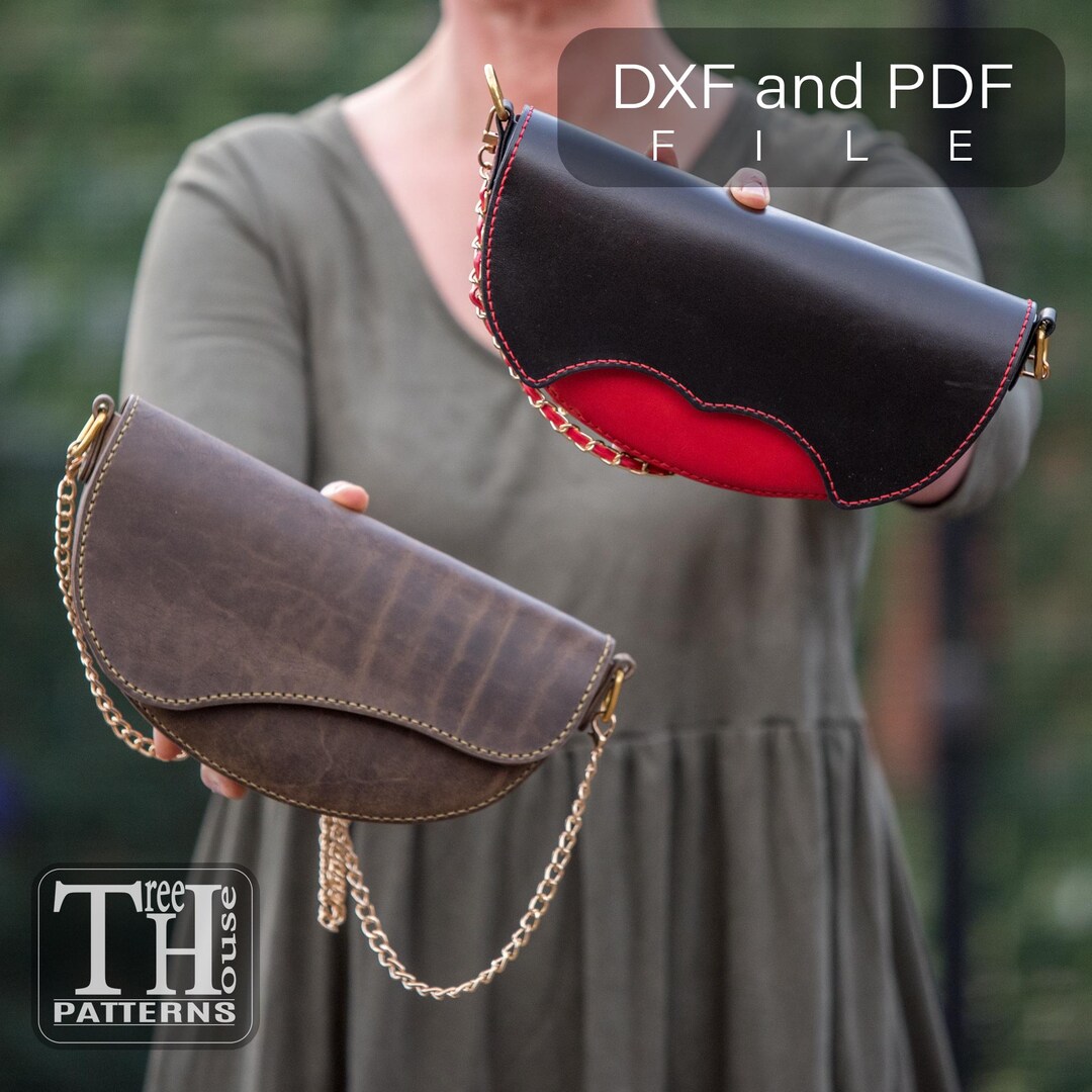 Leather Evening Purse Pattern: Small Shoulder Bag Template (PDF & DXF ...