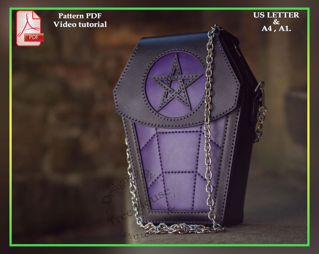 Coffin Shoulder Bag Leather Pattern PDF - Halloween Bag Digital ...