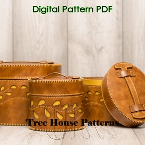 Round Trunk Leather Pattern PDF Storage Bucket Digital Template - Etsy