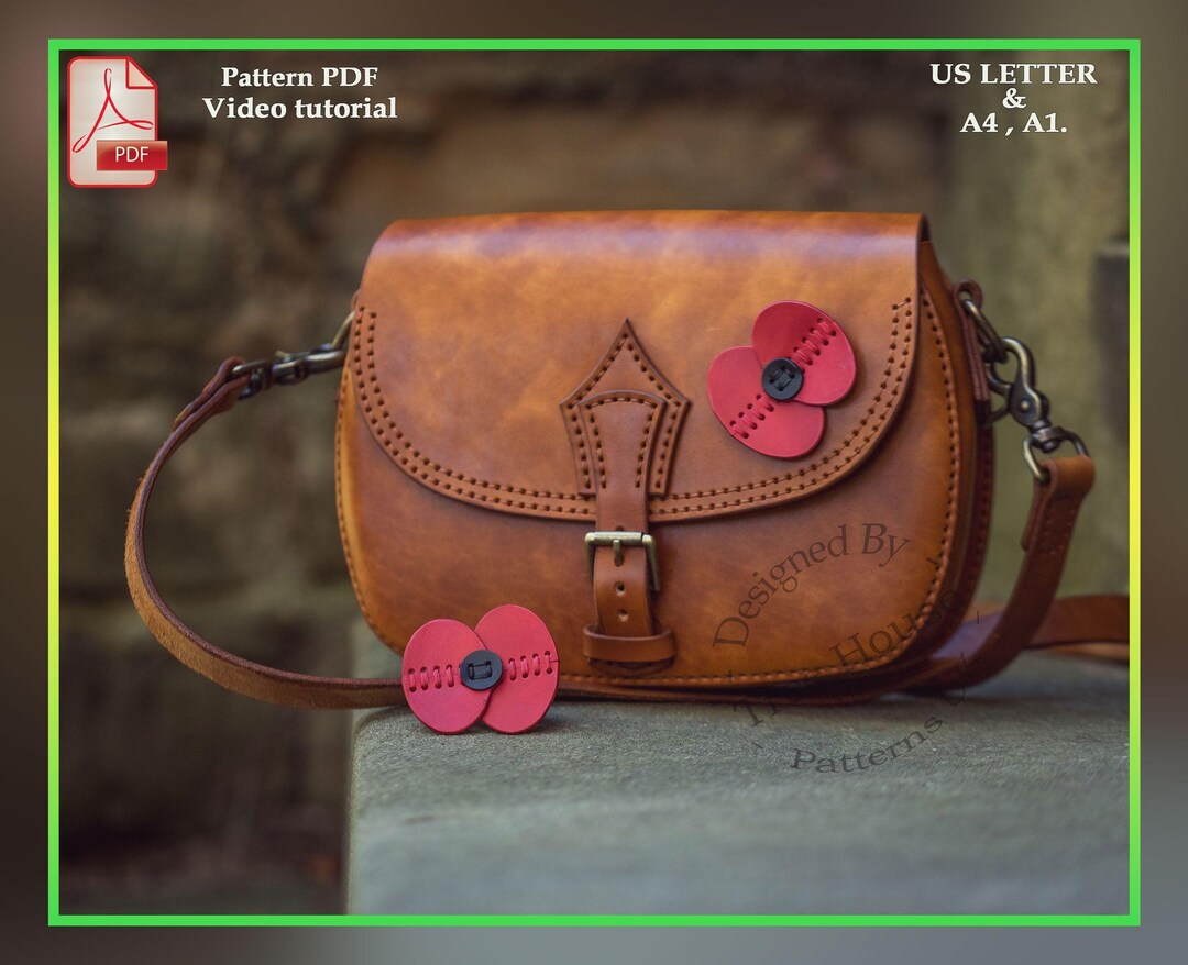Veteran's Poppy Bag Leather Pattern PDF - Saddle Bag Digital Template ...