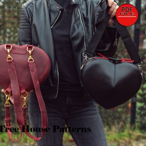 Leather Heart Bag and Backpack Pattern PDF Digital Template for Heart ...