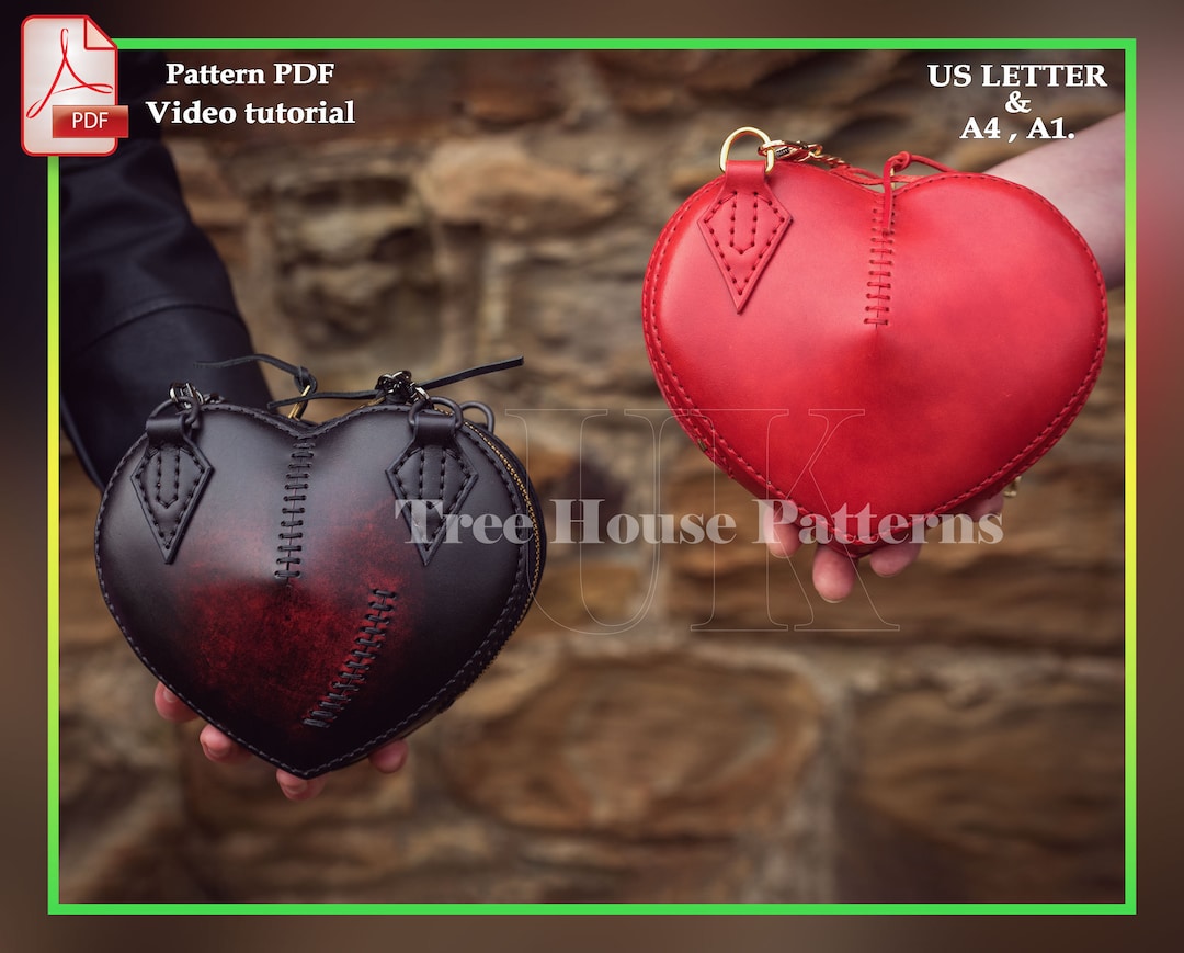 Heart Bag Leather Pattern PDF Goth Style Purse Digital Template - Etsy