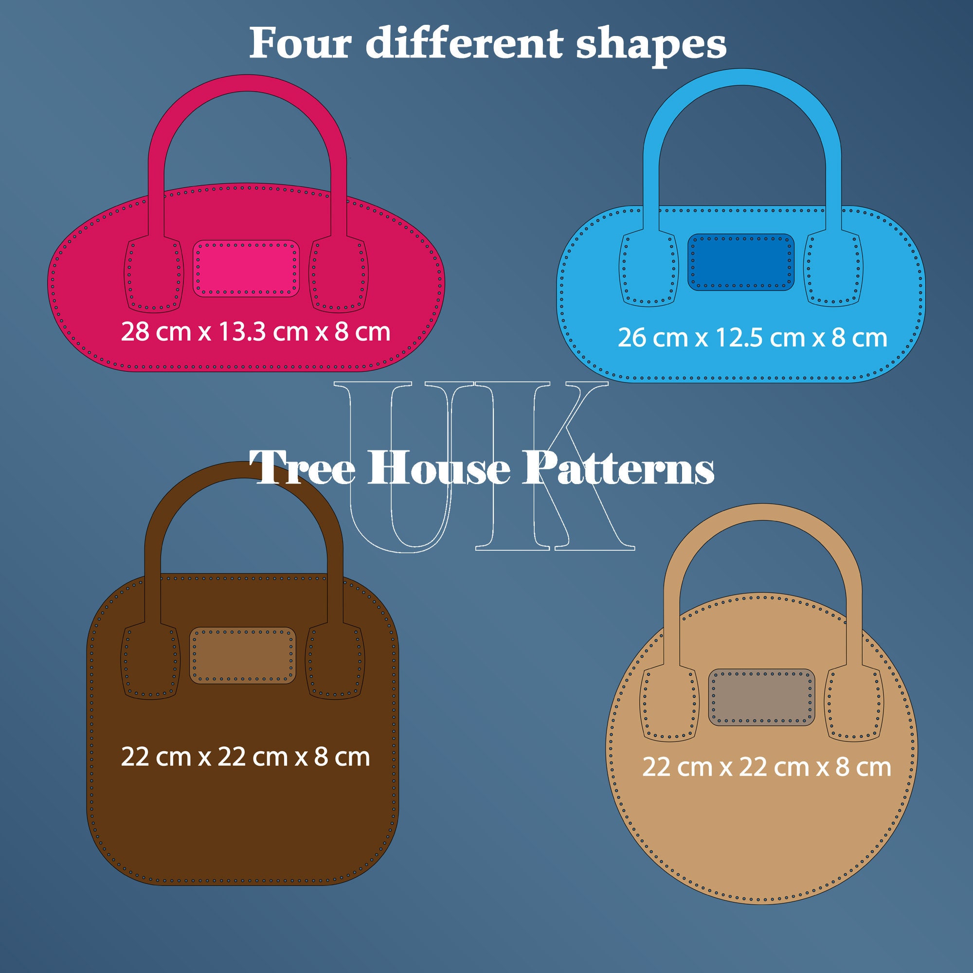Leather Pattern PDF, DXF for Handbag in 4 Shapes, Party Bag Pattern ...
