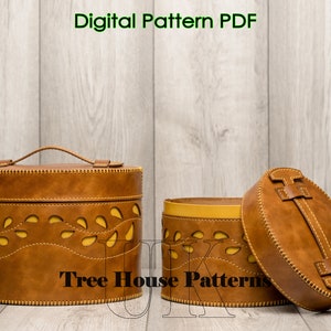 Round Trunk Leather Pattern PDF Storage Bucket Digital Template - Etsy