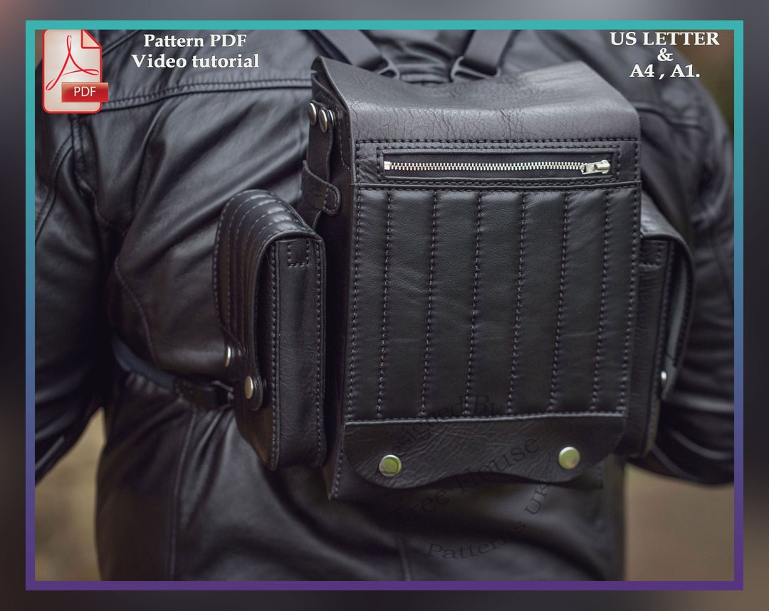 Biker Backpack Leather Pattern PDF Biker Bag Digital Template - Etsy