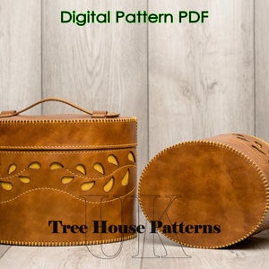 Round Trunk Leather Pattern PDF Storage Bucket Digital Template - Etsy