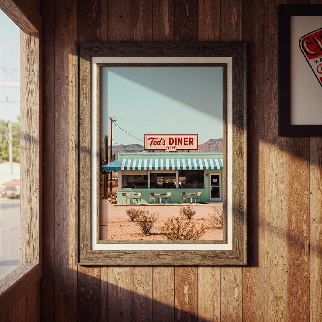 Retro Diner Photography Print: Desert Landscape Americana (digital ...
