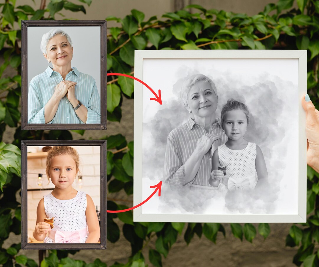 Custom Memorial Photo Art With Loved Ones, Digital Heaven Portrait ...