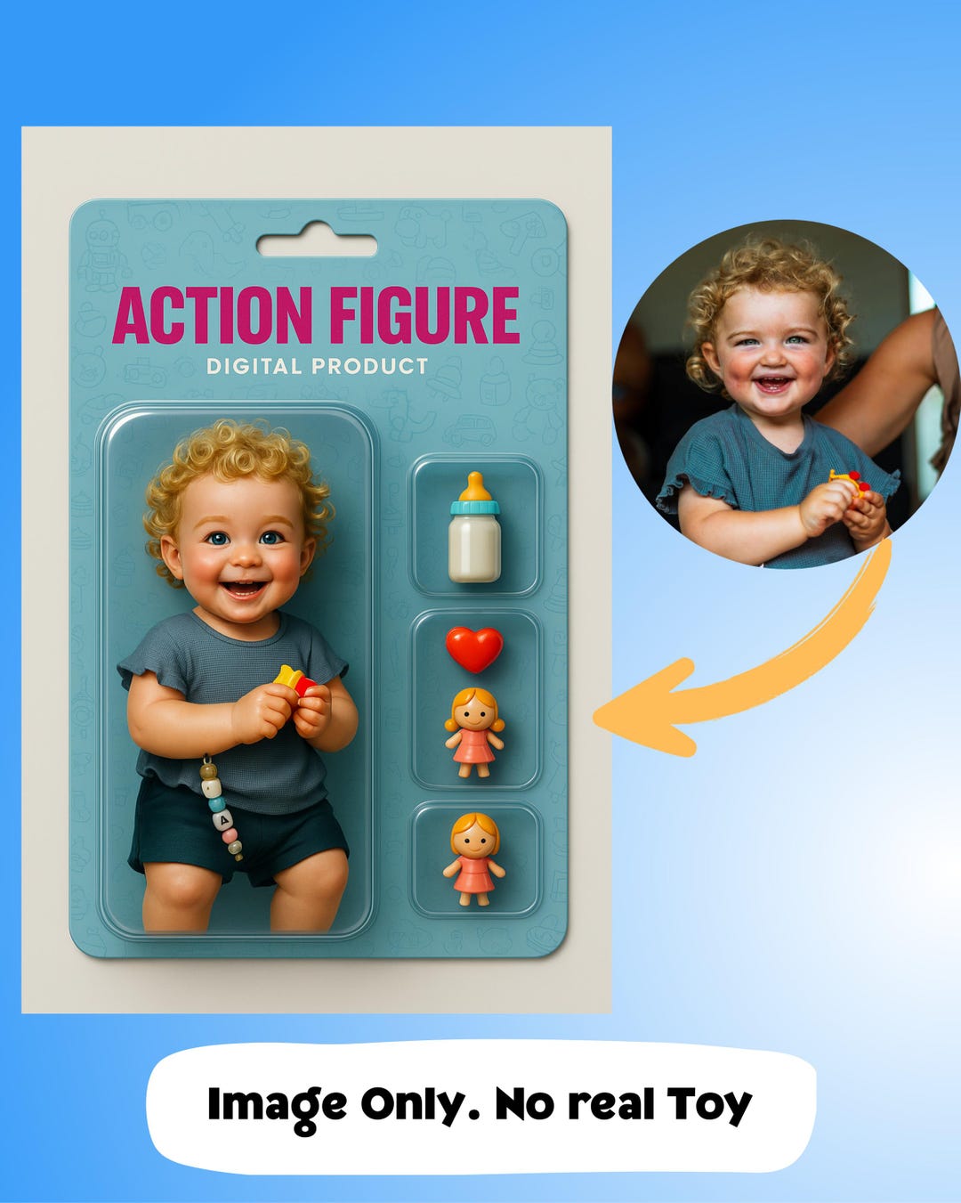Custom Baby Action Figure Portrait, Digital Download Toy Box Style Art ...