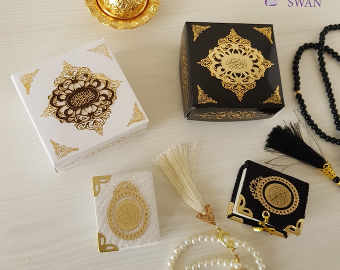 Luxury Islamic Gift Set Custom Mini Quran and Rosary Black, Quran Gifts ...