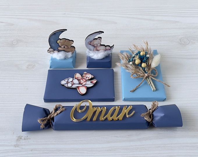 Baby Shower Chocolate Favors for Boys , Personalized Design With 48 Pcs ...