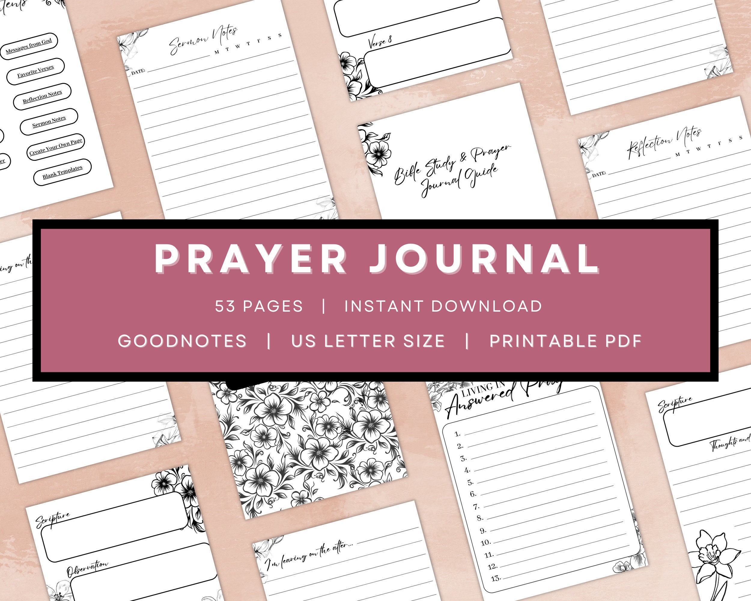 Digital/printable Bible Study & Prayer Journal 3 - Etsy