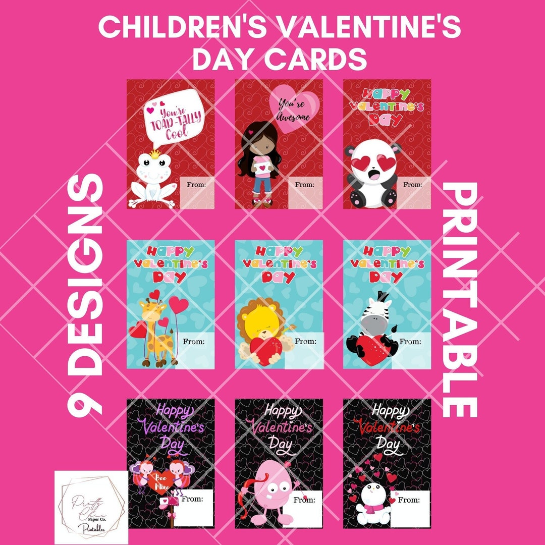 Printable Children's Valentine's Day Cards Multipack - Etsy