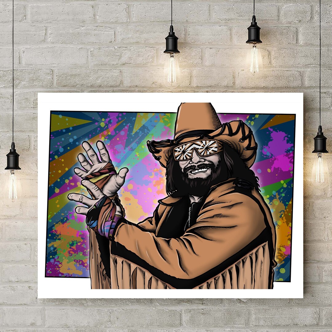 Macho Man Randy Savage WWF Art Print Hand Drawn Artwork - Etsy