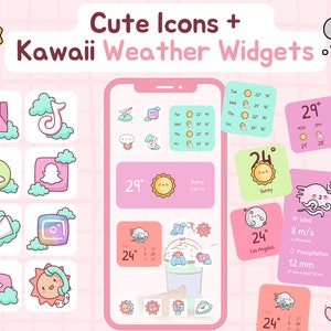 App Icon Set With Weather Widgets | Kawaii Aesthetic for IOS iPhone ...