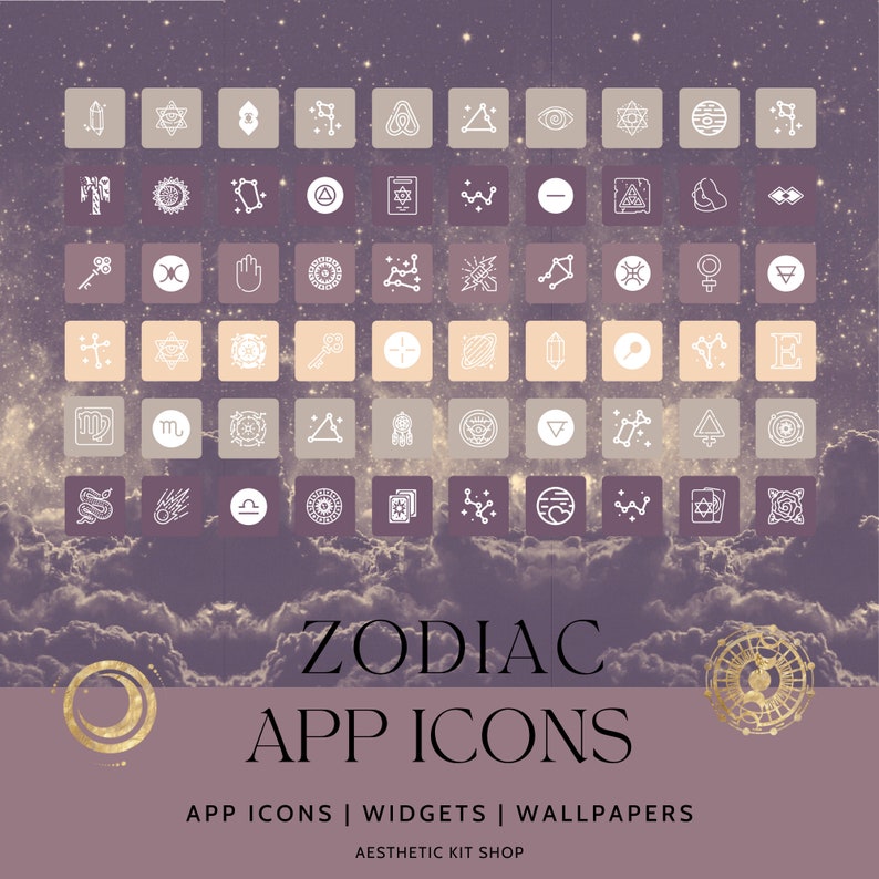 IOS15 Android App Icons Natural Zodiac App Covers Neutral - Etsy