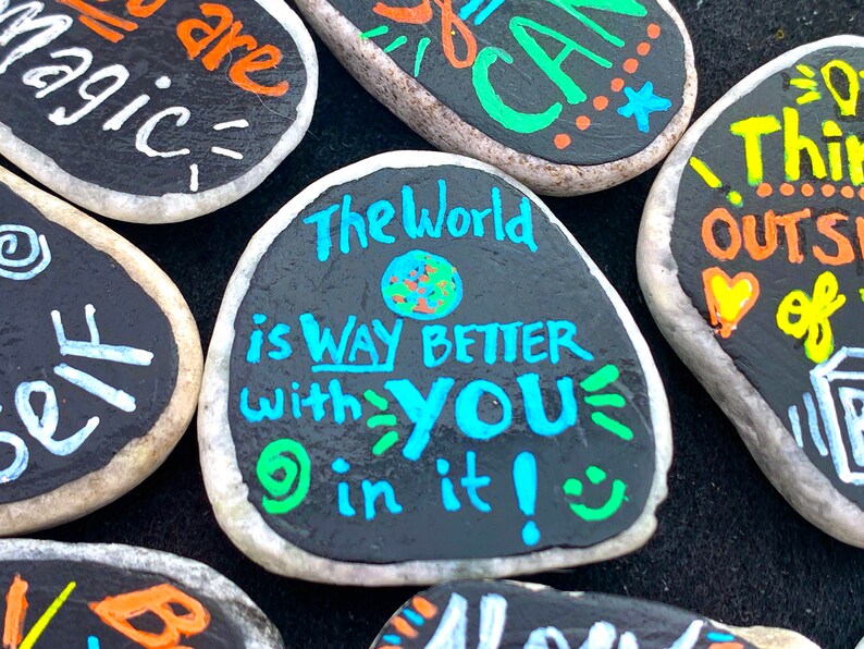 Bright Colored Inspiring Rocks With Heart and Soul Inspired - Etsy