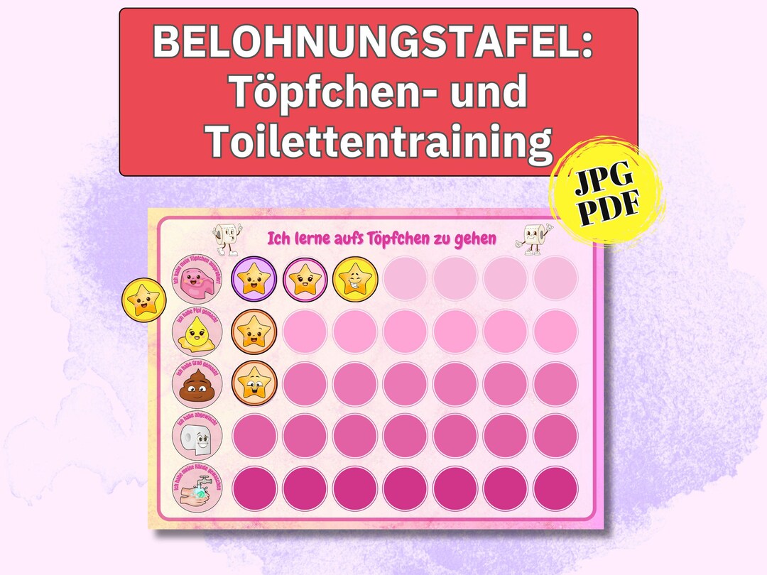 Potty Training Plan Reward System for Toddler Girls, Toilet Training ...