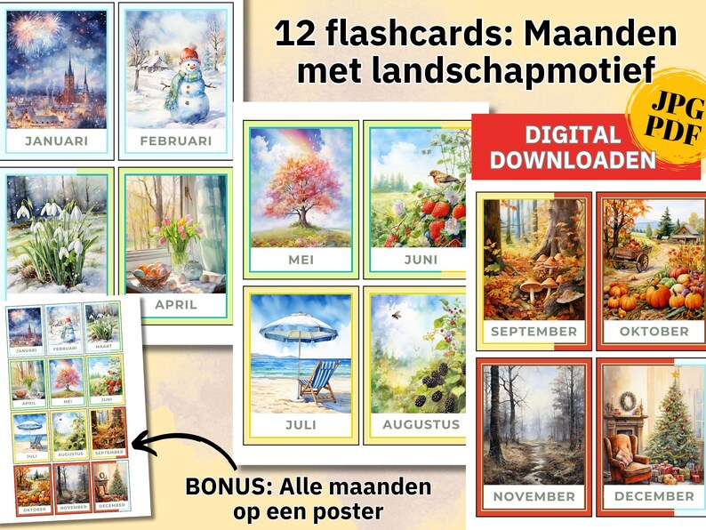 Months of the Year Cards Months Children Montessori Monthly Cards ...
