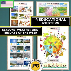 Four Seasons Print, Montessori 4 Seasons Printable, Educational Posters ...
