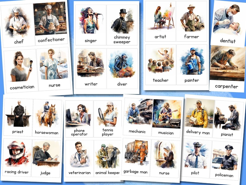 80 Professions Cards Flash Cards for Learning Professions, Occupation ...
