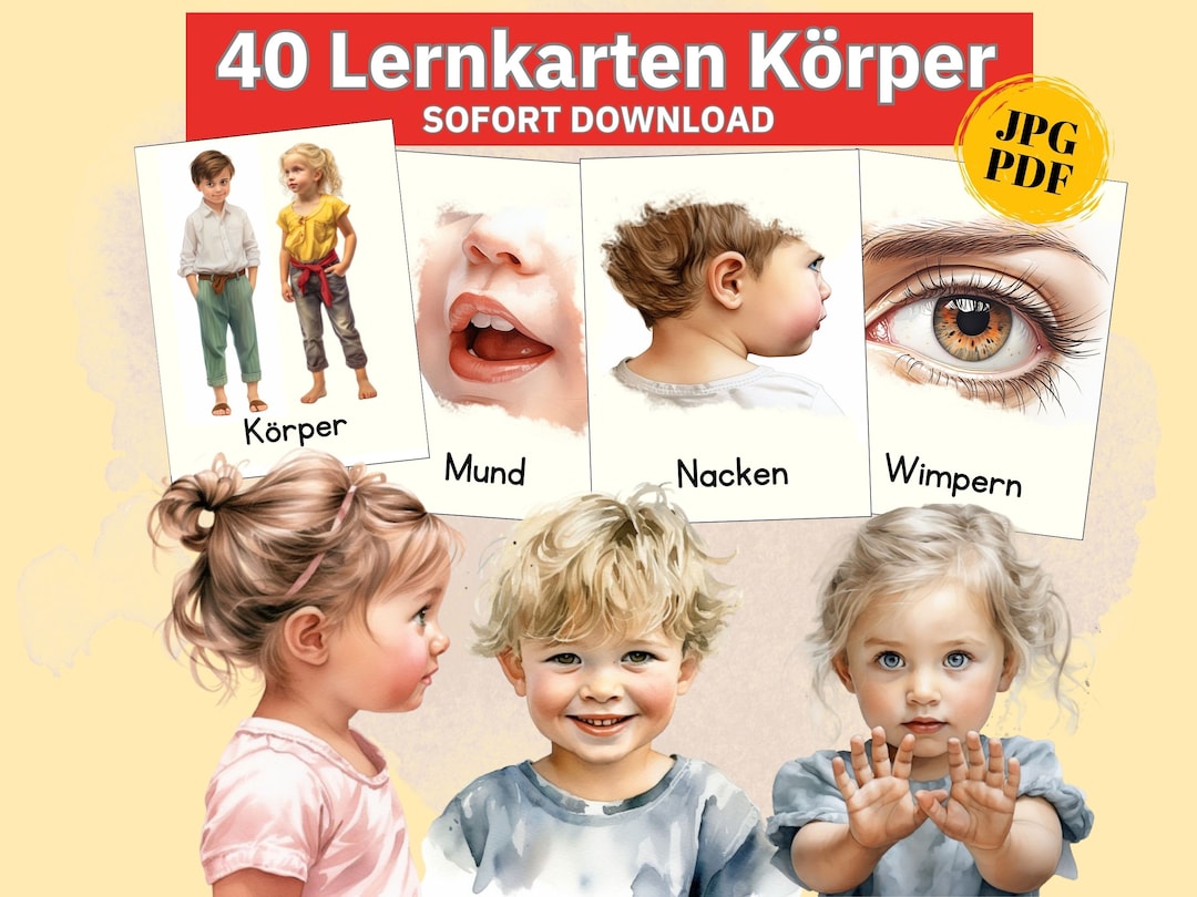Learn Body Parts With Montessori Picture Cards, 40 Learning Cards for ...