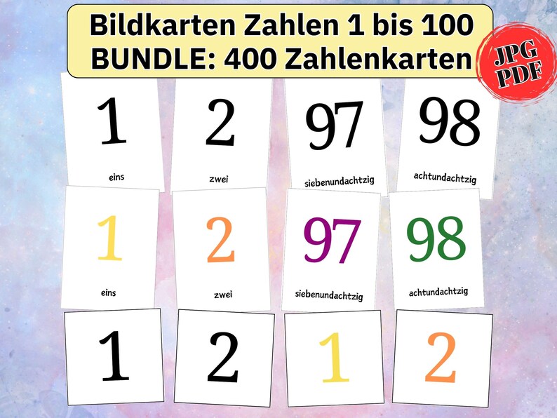 Learn Numbers 1-100 Number Cards, Number Picture Cards for Children ...