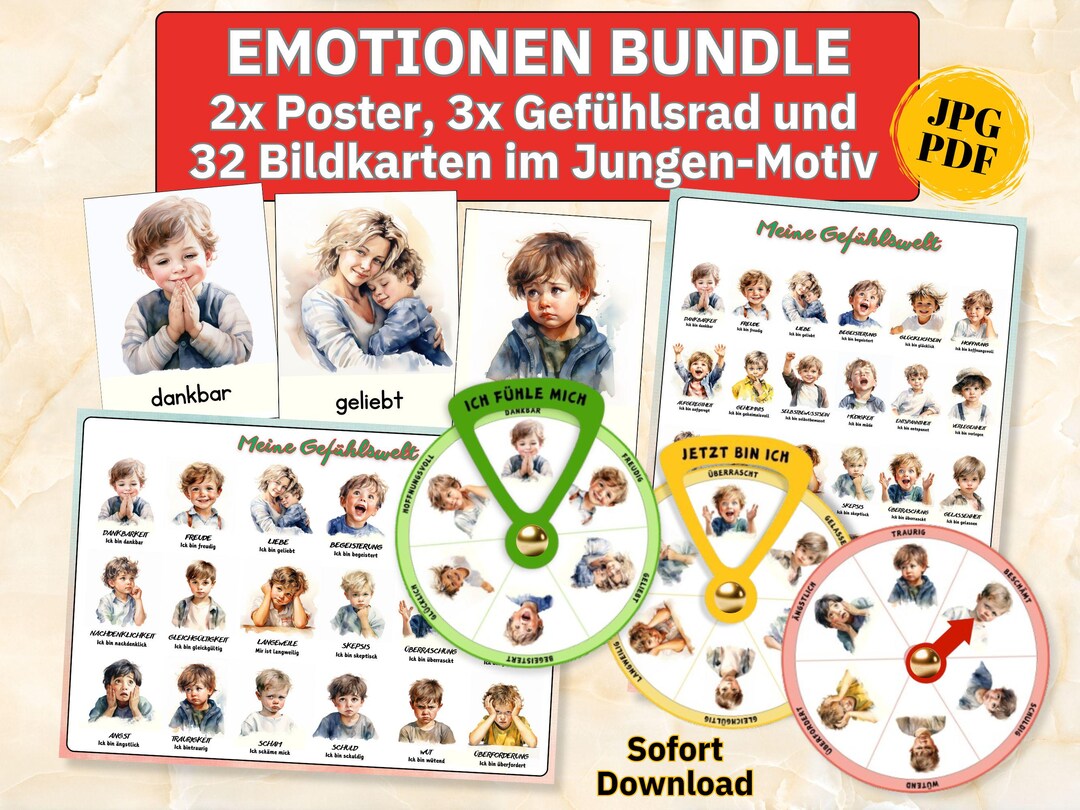 Children's Picture Cards Preschool Daycare Emotions Children's Feeling ...
