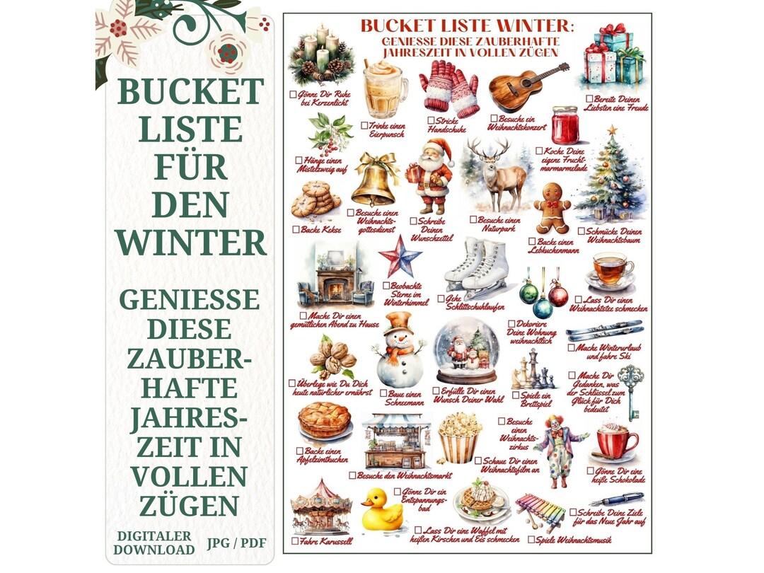 Christmas Bucket List, Wish List, Winter List, Christmas Winter ...