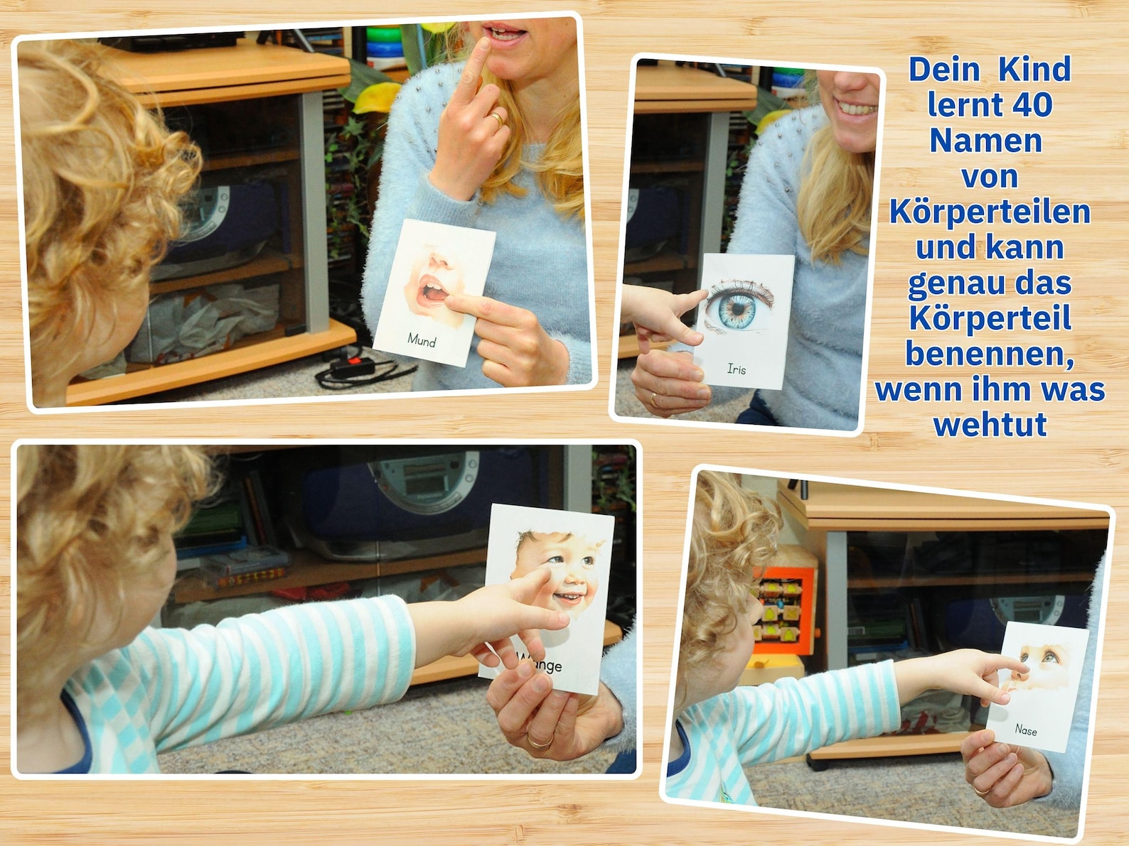Körperteile lernen mit Montessori Bildkarten, 40 lernkarten kinder ...