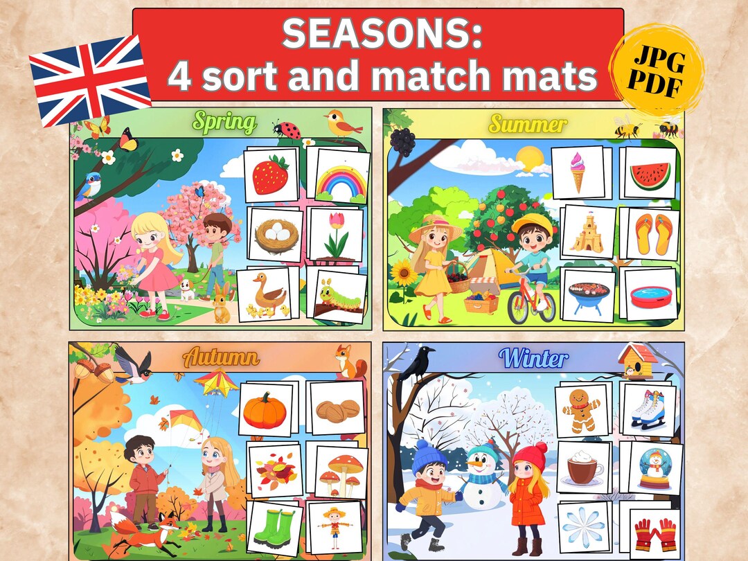 4 Seasons Activities for Kids Matching Activity for Toddlers Gifts ...