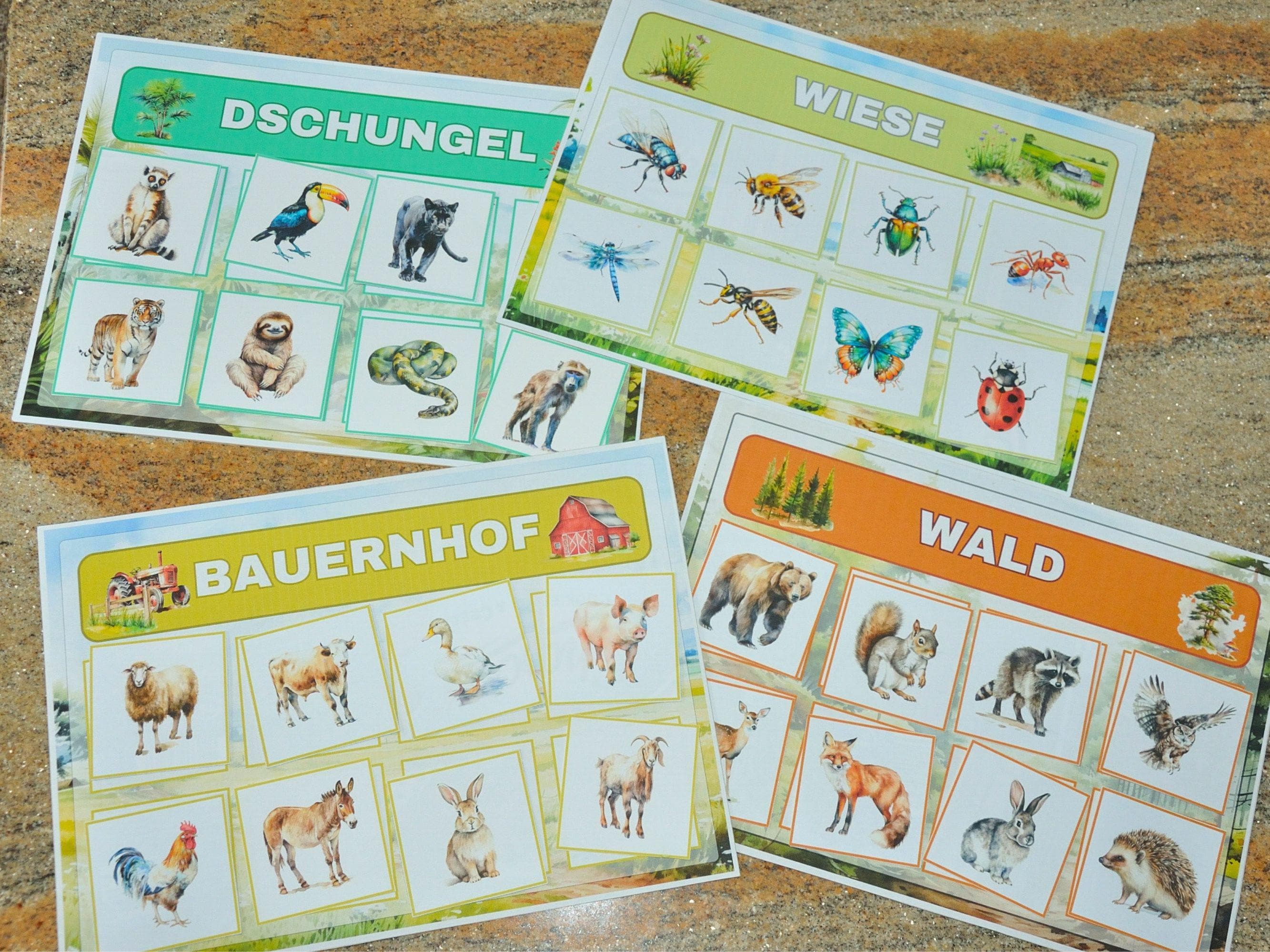 Matching Game Animals Sorting Game Montessori Laying Game Animals ...